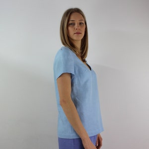 Linen Blouse/linen Top/ Blue Women Blouse/women Top/linen Clothing - Etsy