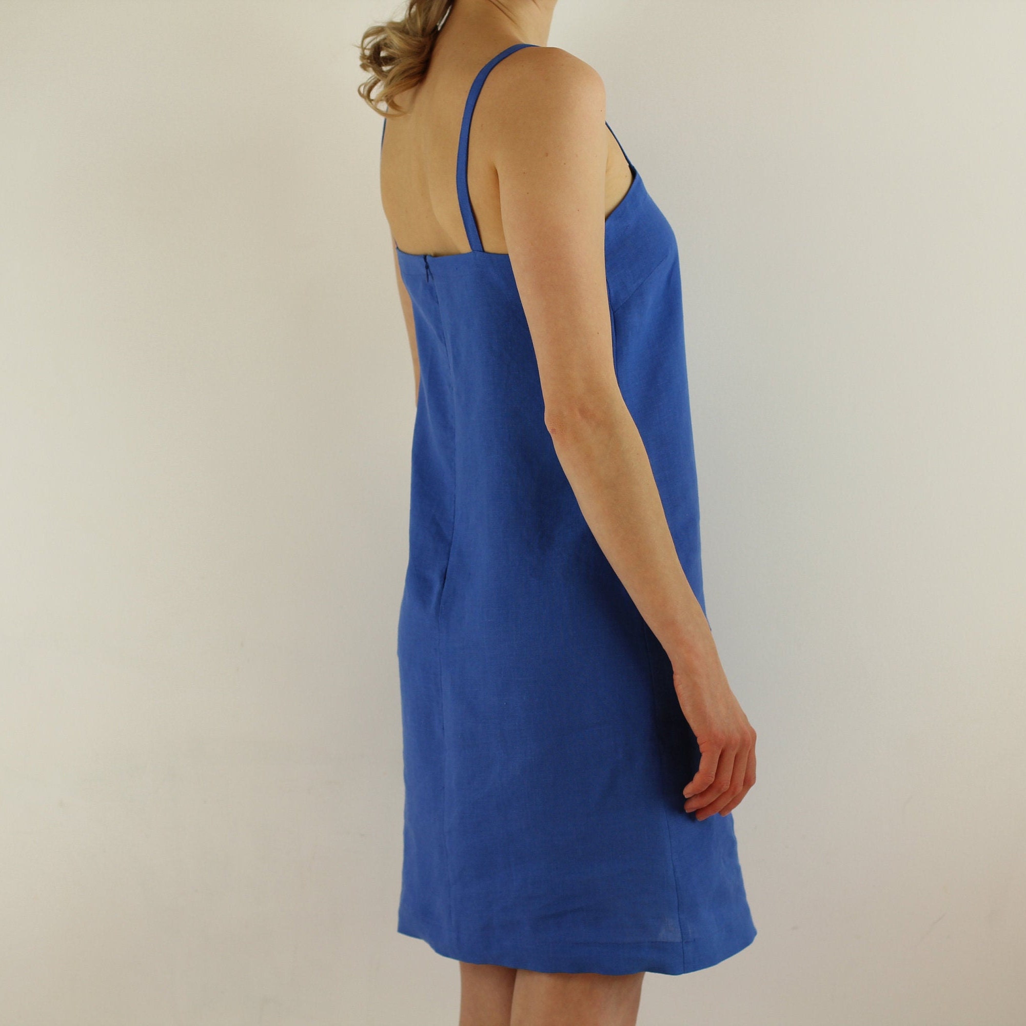 Linen Dresses for Women Natural Linen Women Dress Indigo | Etsy