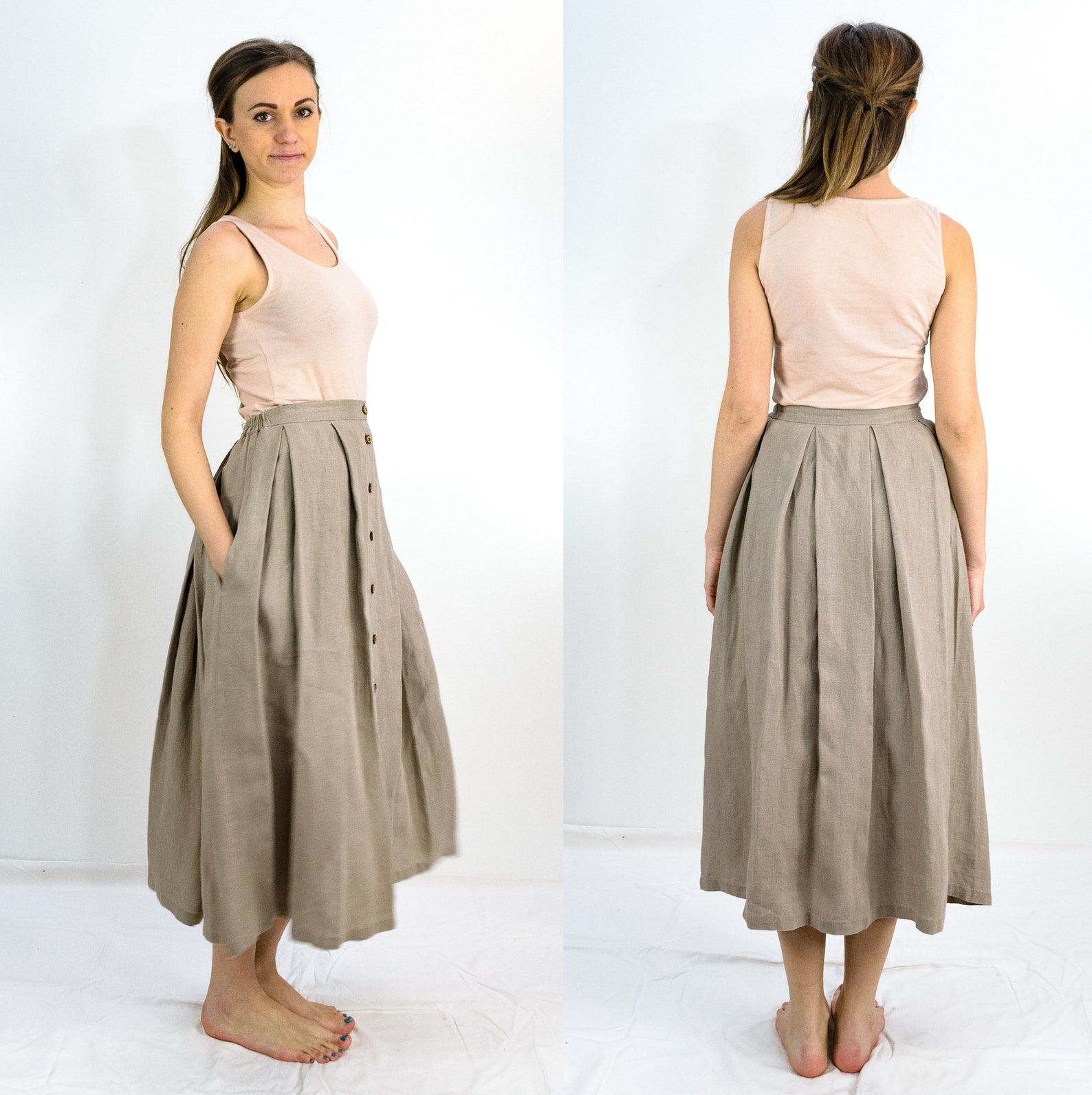 Linen Skirt/ Linen Maxi Skirt/ Summer Skirt/ Casual Skirt/ Linen Skirt ...