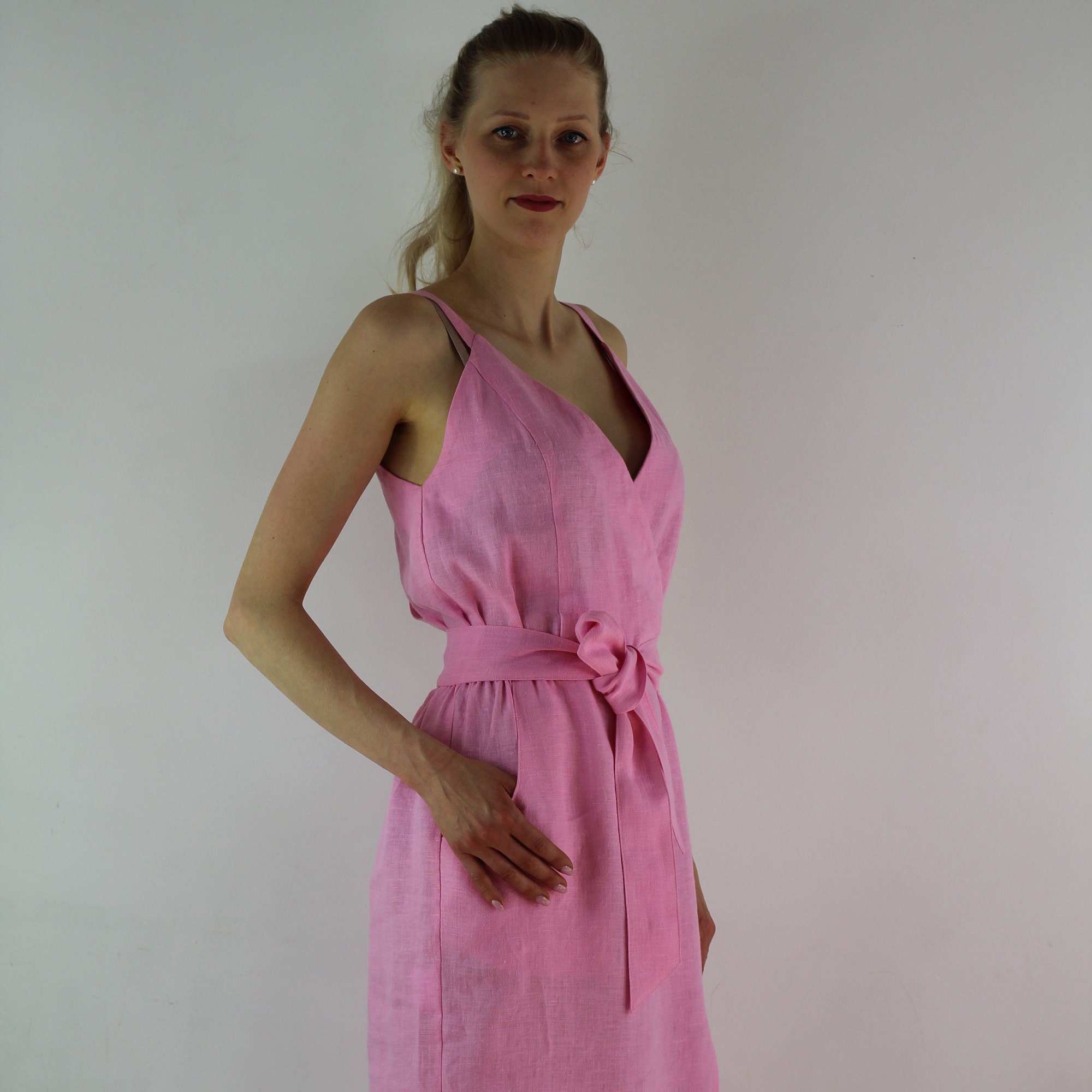 Cross back dress/ Open back linen dress/ Linen women dress/ | Etsy