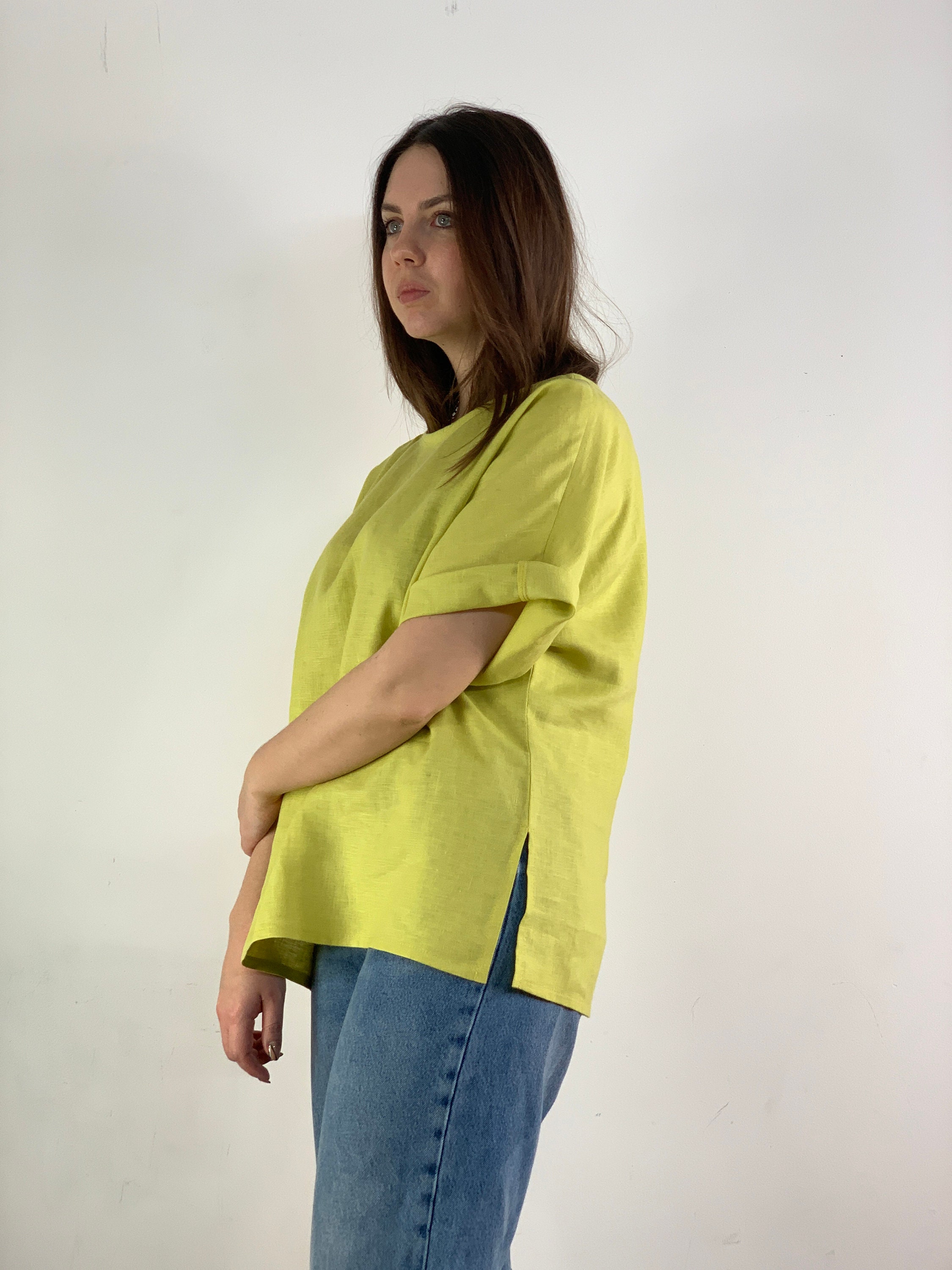 Linen summer blouse/ Linen top/ Yellow women blouse/women | Etsy