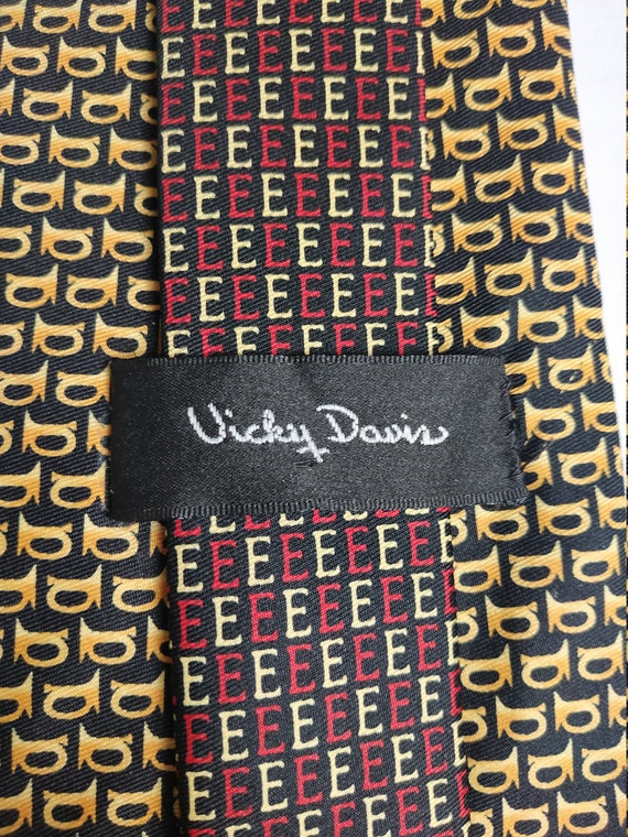 Vintage NeckTie from Vicky Davis HORN-E Polyster Blac… - Gem