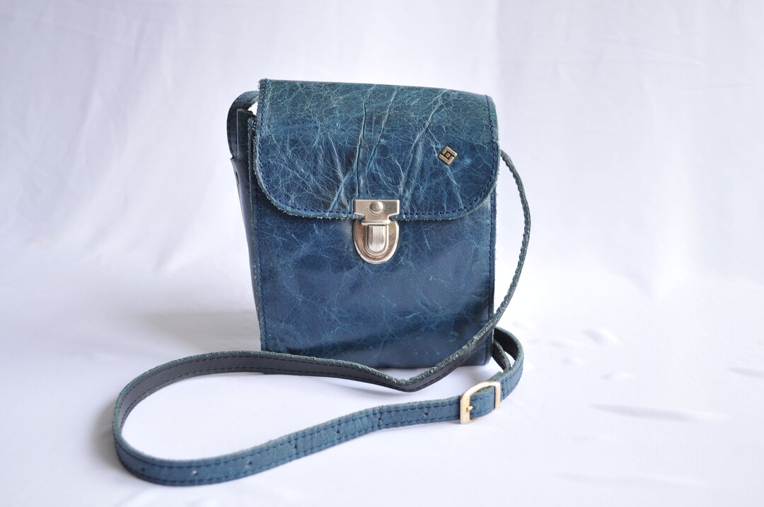 Hand Made Small Shoulder Purse for Women in Blue Color Leather - Etsy
