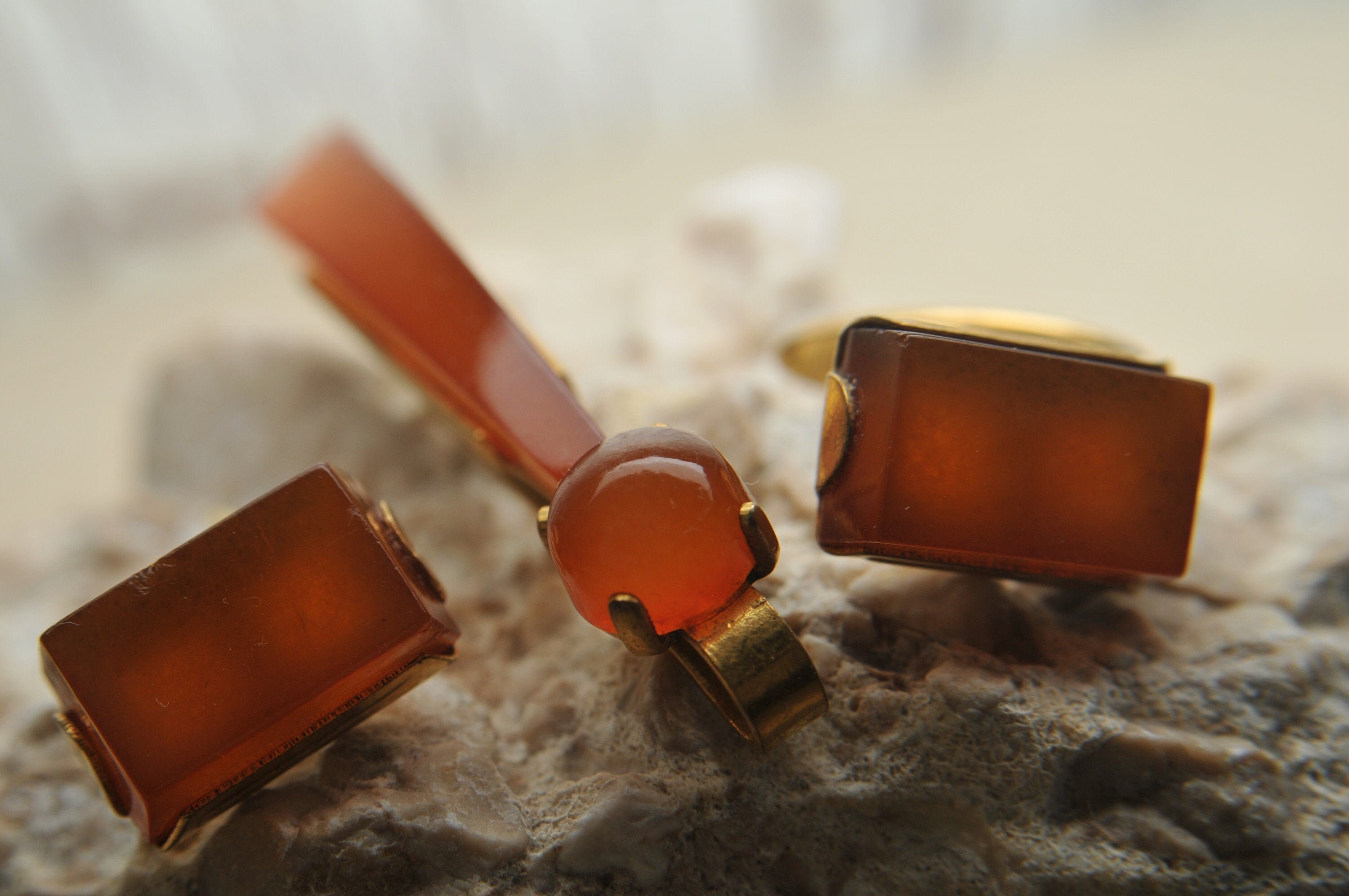 Amber Cufflinks And Tie Clips Set USSR Jewelry Baltic Amber | Etsy