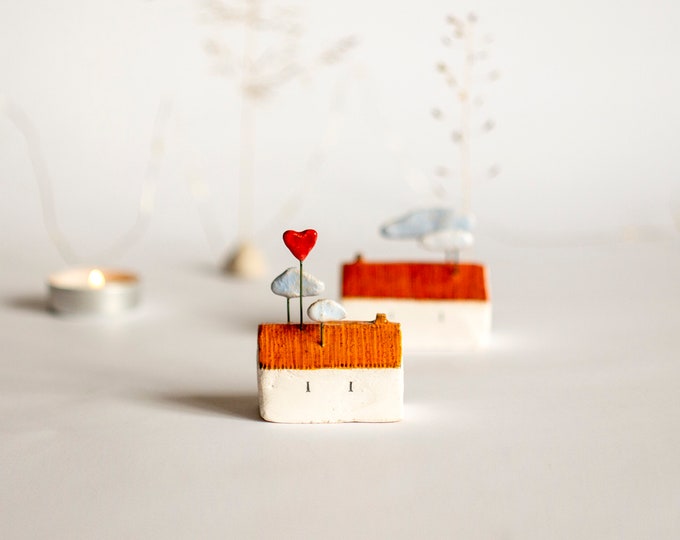 Small Ceramic House, Tiny House, Miniature House, Cute Sculpture ...