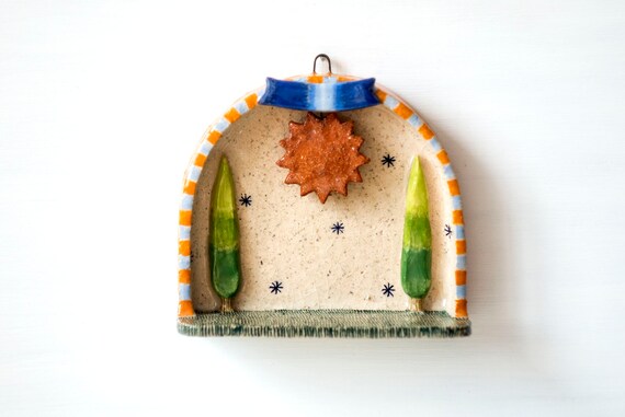 Ceramic wall art Wall hanging Wall shrine Wall altar shelf | Etsy