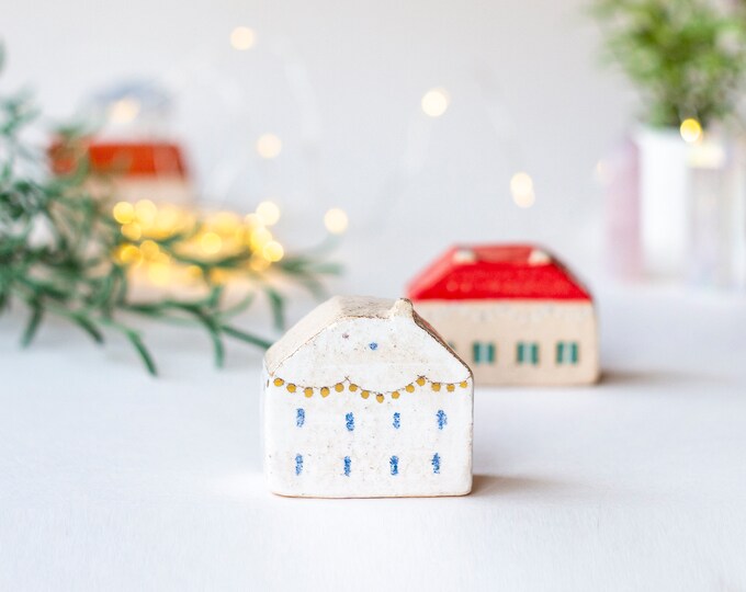 Ceramic House, Figurine, Gift, Under the Tree, Tiny House, Miniature ...