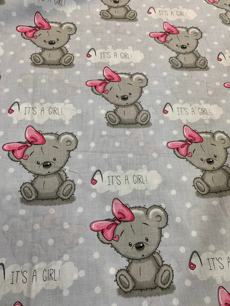 Cotton Printed Teddy Bears It's a Girl | Etsy