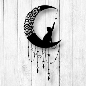 Mandala Cat Moon Svg Mandala Svg Moon Svg Moon Clipart - Etsy