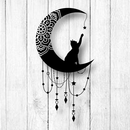 Mandala Cat Moon Svg Mandala Svg Moon Svg Moon Clipart | Etsy