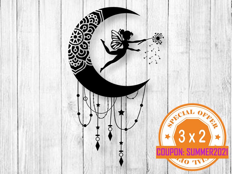 Fairy Mandala Moon Svg Mandala Svg Moon Svg Moon Clipart | Etsy