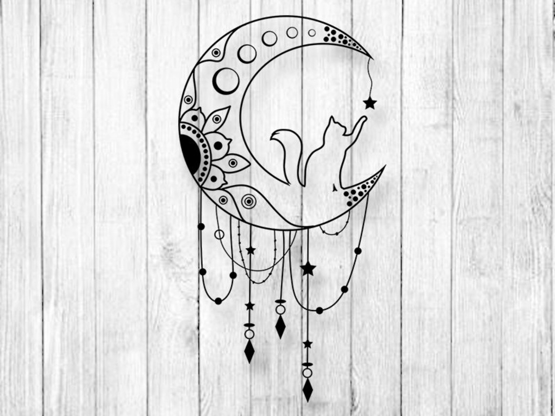 Mandala Cat Moon Svg Mandala Svg Moon Svg Moon Clipart | Etsy