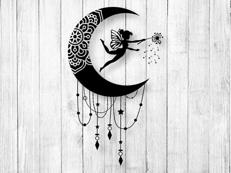 Fairy Mandala Moon Svg Mandala Svg Moon Svg Moon Clipart | Etsy
