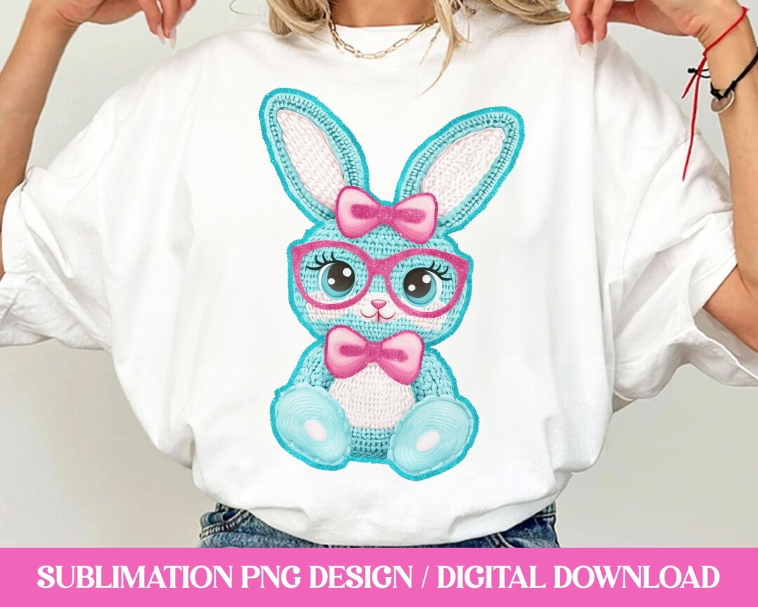 Easter Bunny PNG Shirt Sublimation / Cute Coquette Bow Pastel Crochet ...