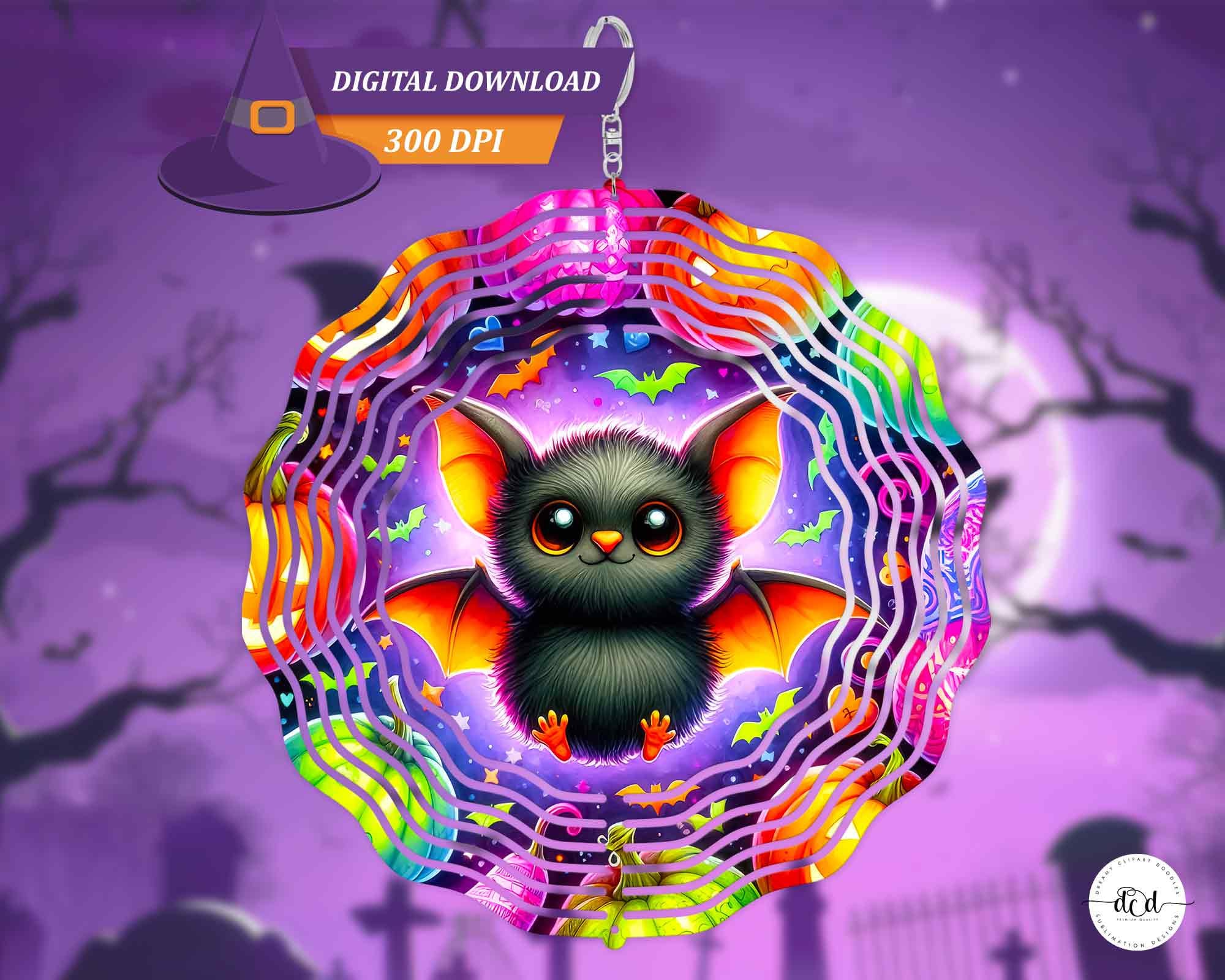 Halloween Bat Wind Spinner Sublimation PNG / Cute Colorful Neon ...