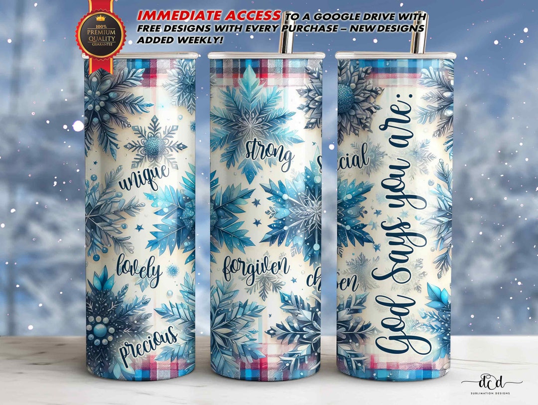Christian Tumbler Wrap, 20 Oz Straight Skinny Sublimation / Snowflakes ...