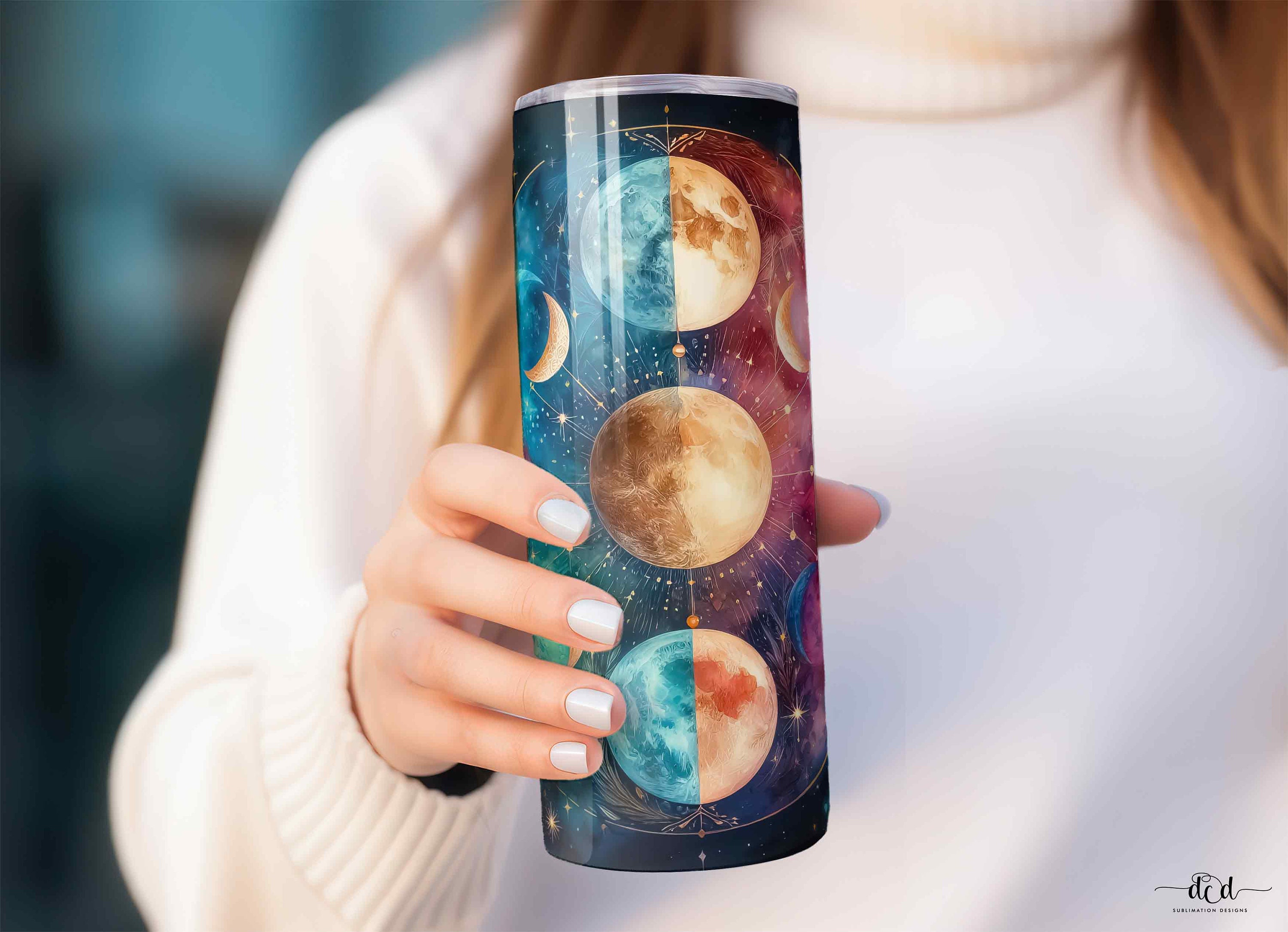 Moon Phases Seamless Tumbler Wrap / 20 Oz Skinny Straight Sublimation ...