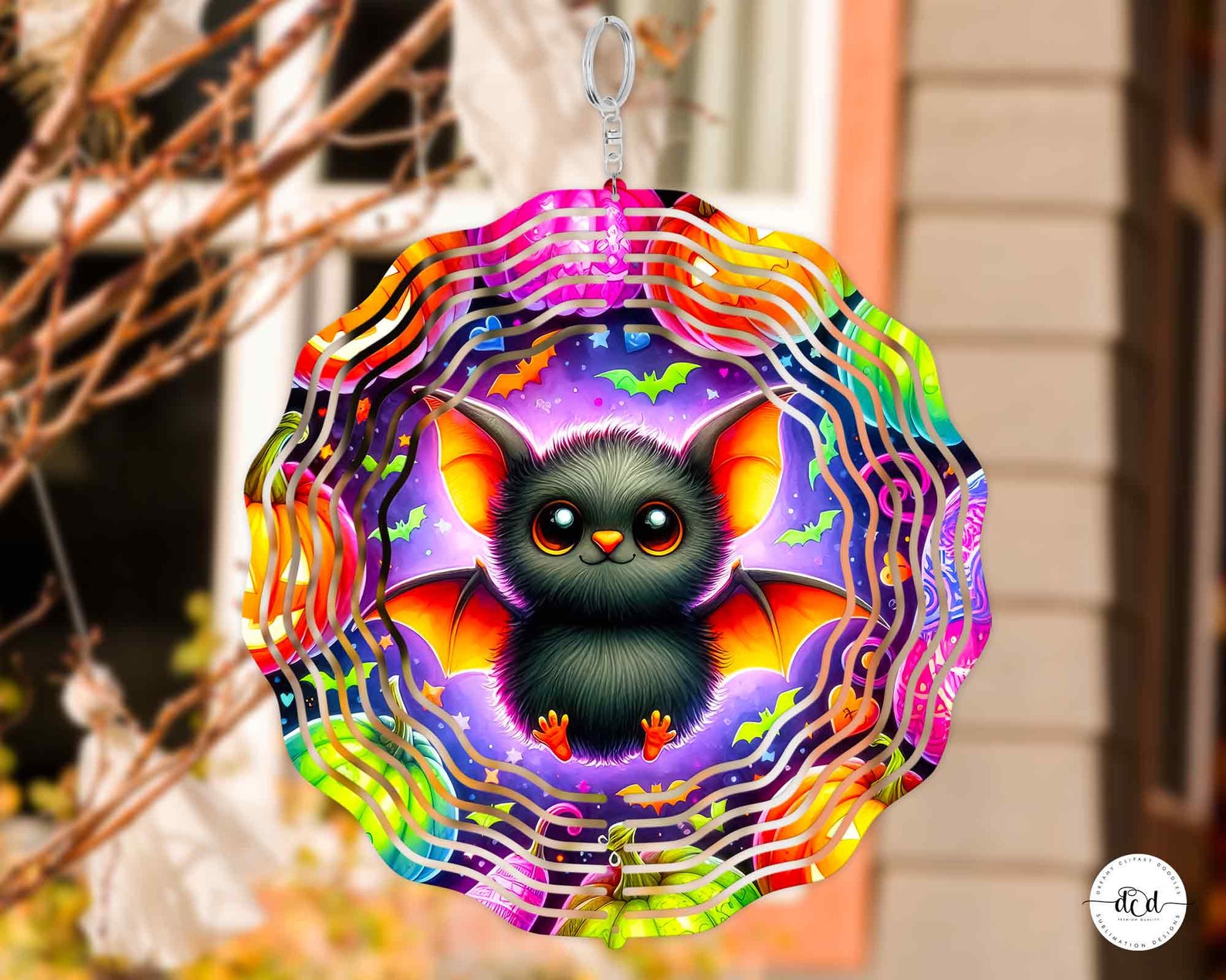 Halloween Bat Wind Spinner Sublimation PNG / Cute Colorful Neon ...