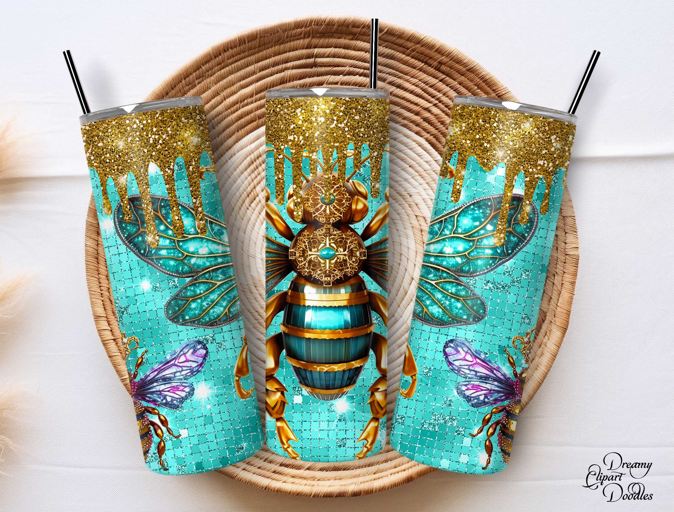 Queen Bee Tumbler Wrap, Disco Queen Bee, 20oz Straight Skinny Tumbler ...