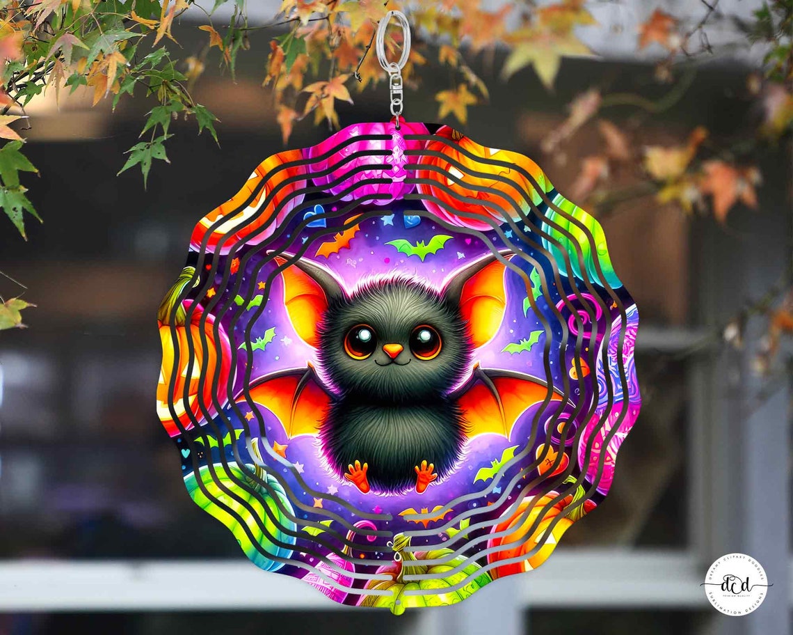 Halloween Bat Wind Spinner Sublimation PNG / Cute Colorful Neon ...