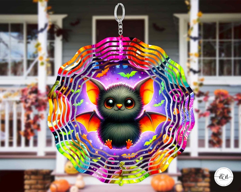 Halloween Bat Wind Spinner Sublimation PNG / Cute Colorful Neon ...