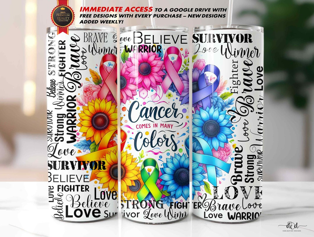 Cancer Awareness Tumbler Wrap, 20 Oz Skinny Straight Sublimation ...