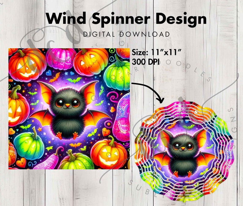 Halloween Bat Wind Spinner Sublimation PNG / Cute Colorful Neon ...