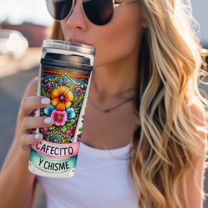 Cafecito Y Chisme Seamless Tumbler Wrap, 20 Oz Skinny Straight ...