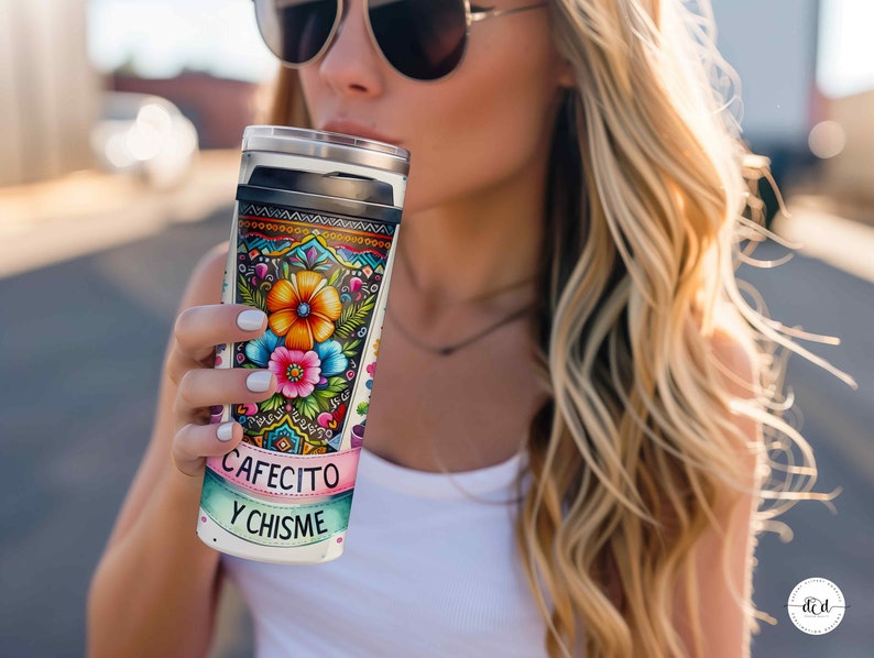 Cafecito Y Chisme Seamless Tumbler Wrap, 20 Oz Skinny Straight ...