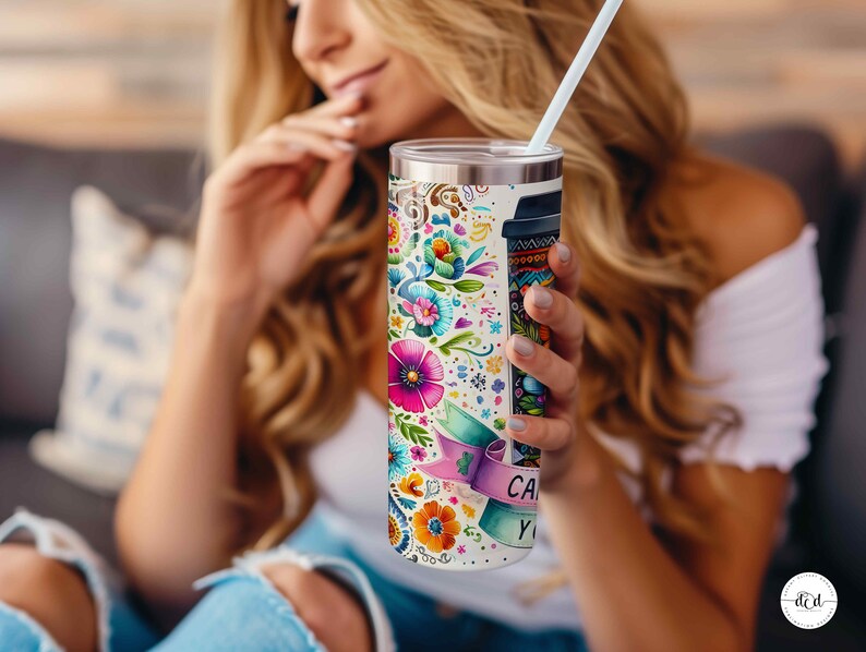 Cafecito Y Chisme Seamless Tumbler Wrap, 20 Oz Skinny Straight ...