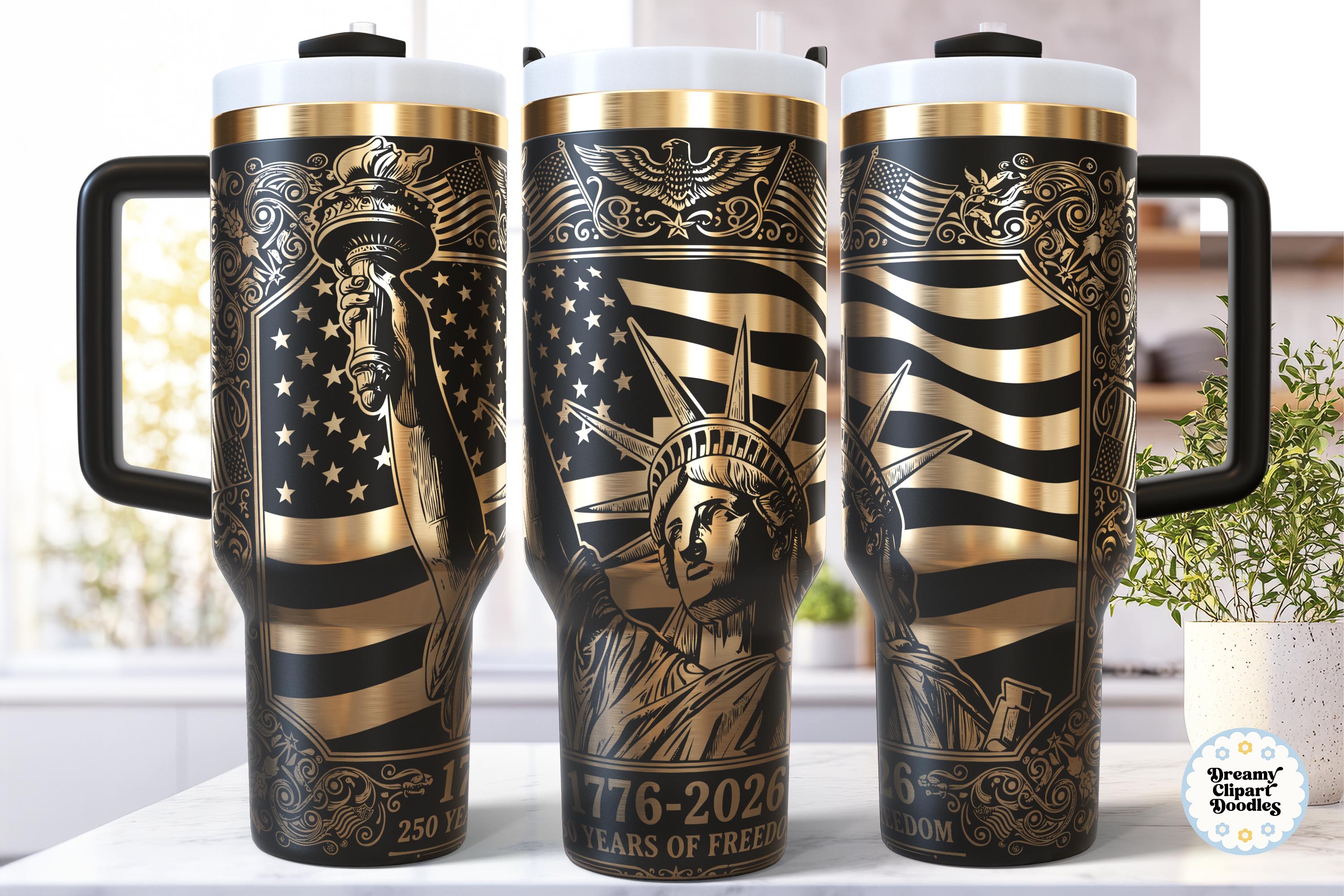 250th Anniversary SVG 40oz Laser Engraving Tumbler Wrap, America, 1776 ...