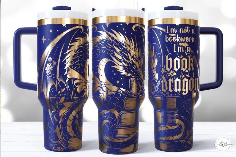 Book Dragon SVG 40 Oz Laser Tumbler Wrap / Engraved Etched Quencher ...