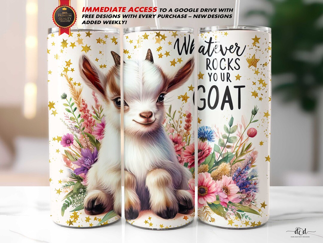 Funny Goat Tumbler Wrap, 20 Oz Skinny Straight Sublimation PNG / Farm ...