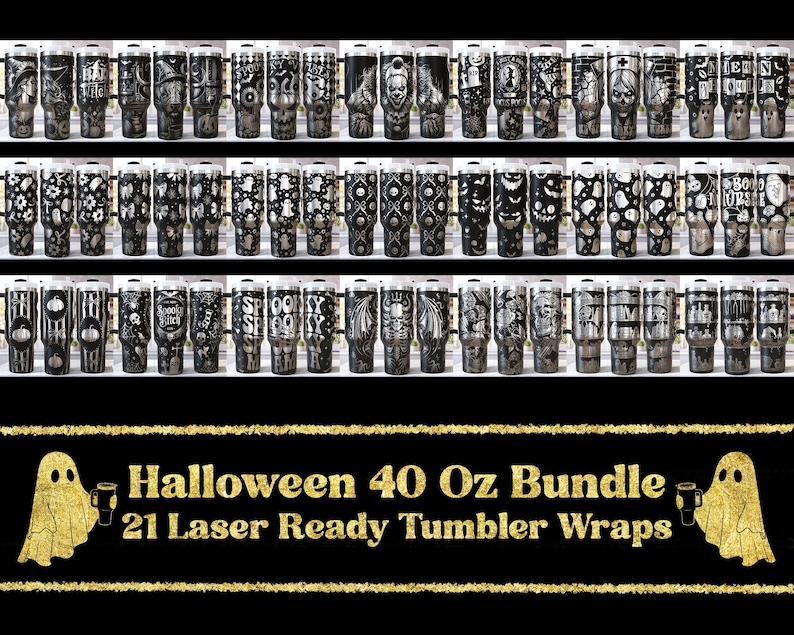 Halloween Laser SVG Bundle 40 Oz Laser Tumbler Wrap, Seamless Laser ...
