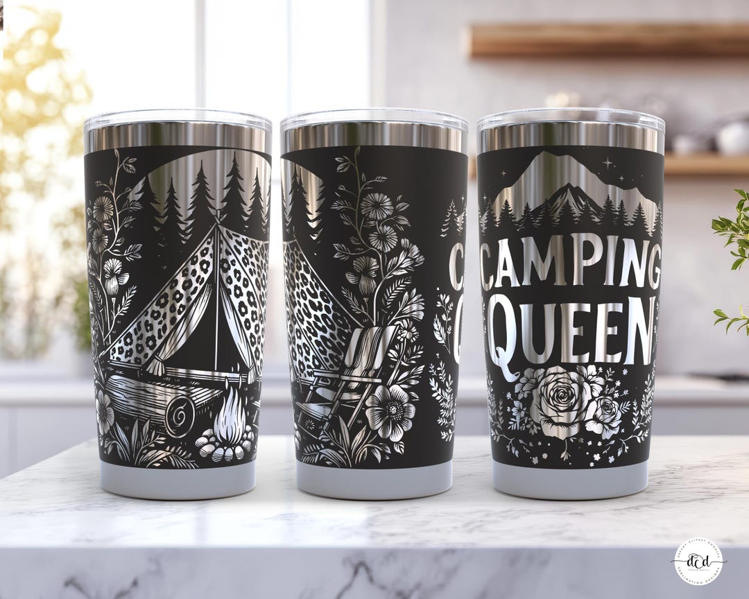 Camping Queen 20 Oz Laser Tumbler Wrap SVG / Engraved Etched Seamless ...
