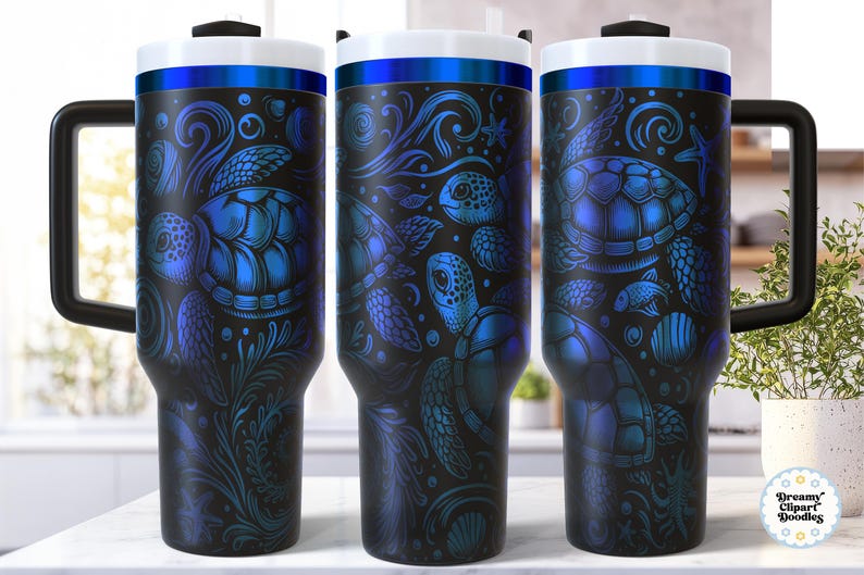 Sea Turtles 40 Oz Laser Tumbler Wrap SVG / Engraved Etched Quencher ...