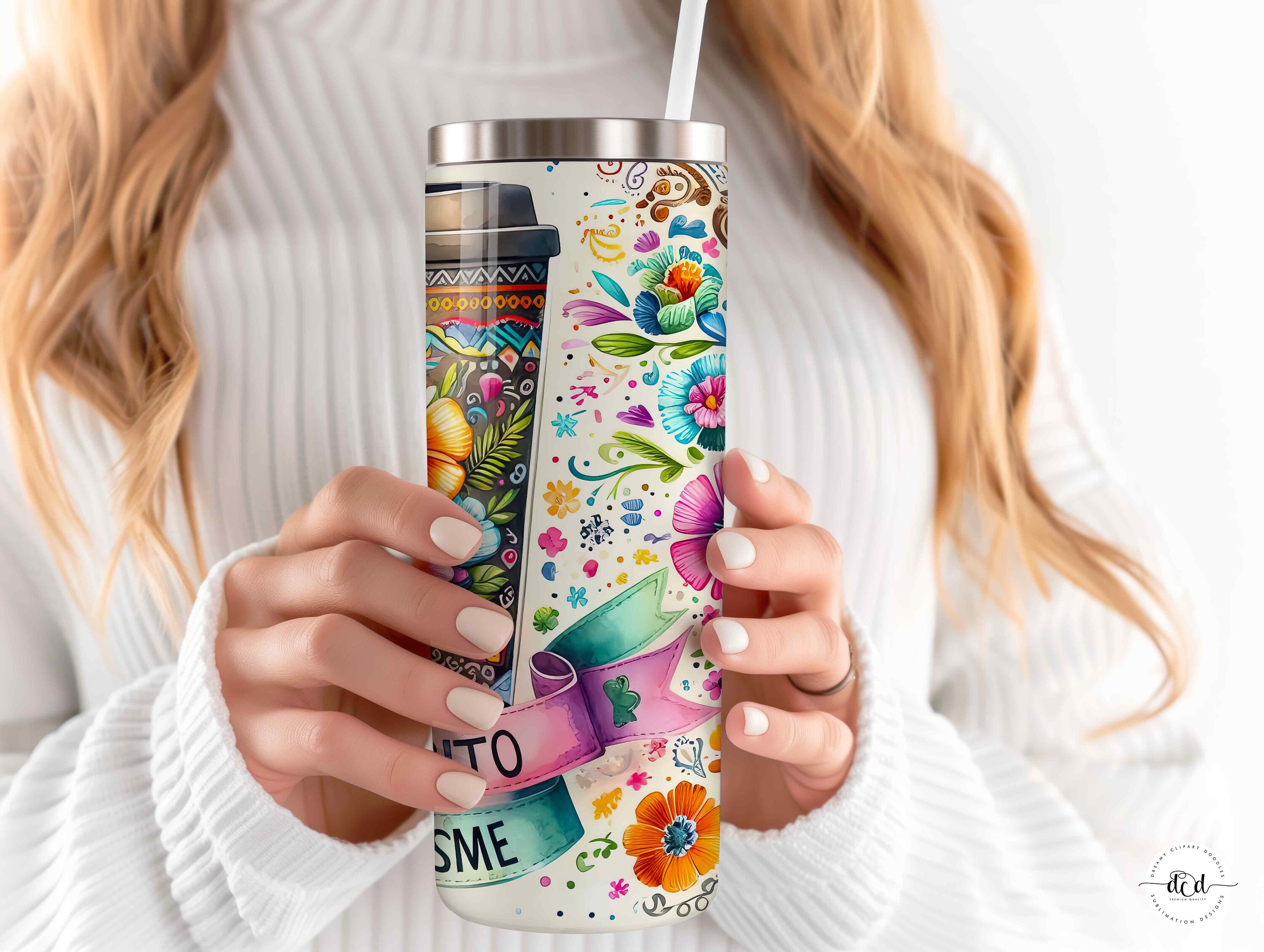 Cafecito Y Chisme Seamless Tumbler Wrap, 20 Oz Skinny Straight ...