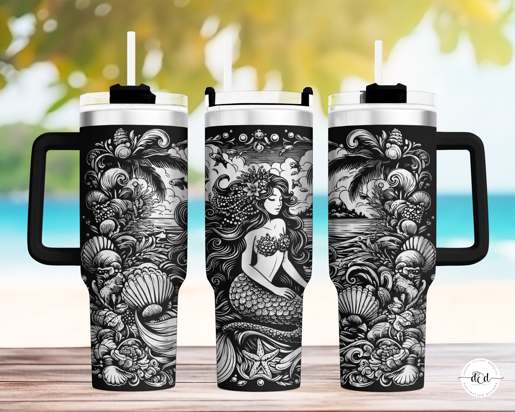 Mermaid Laser 40 Oz Tumbler Wrap / Engraved Etched Quencher Seamless ...