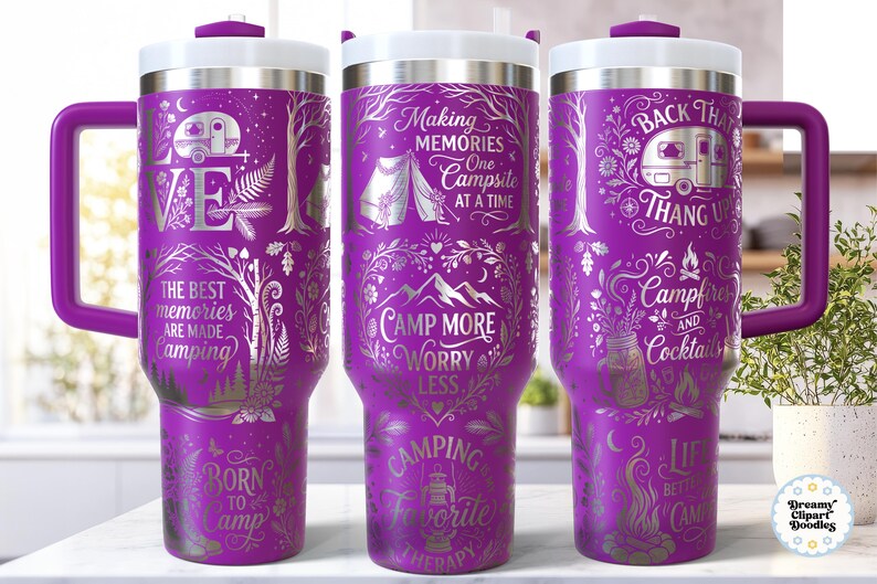 Camping 40oz Tumbler Wrap SVG, Laser Engraved Quencher Wrap, Camper ...