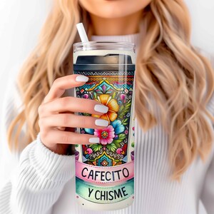 Cafecito Y Chisme Seamless Tumbler Wrap, 20 Oz Skinny Straight ...