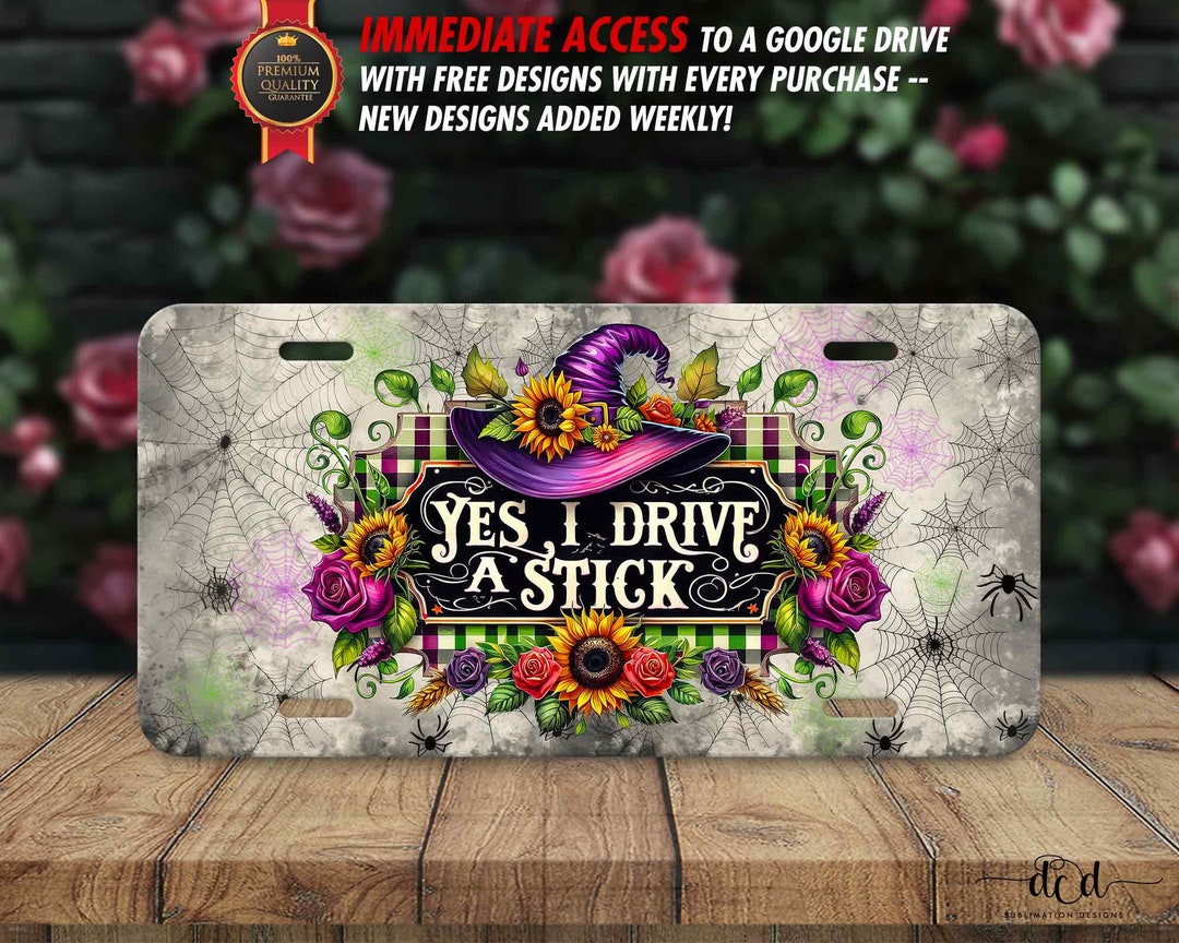 Halloween License Plate PNG for Sublimation / Witchy Gothic Roses ...