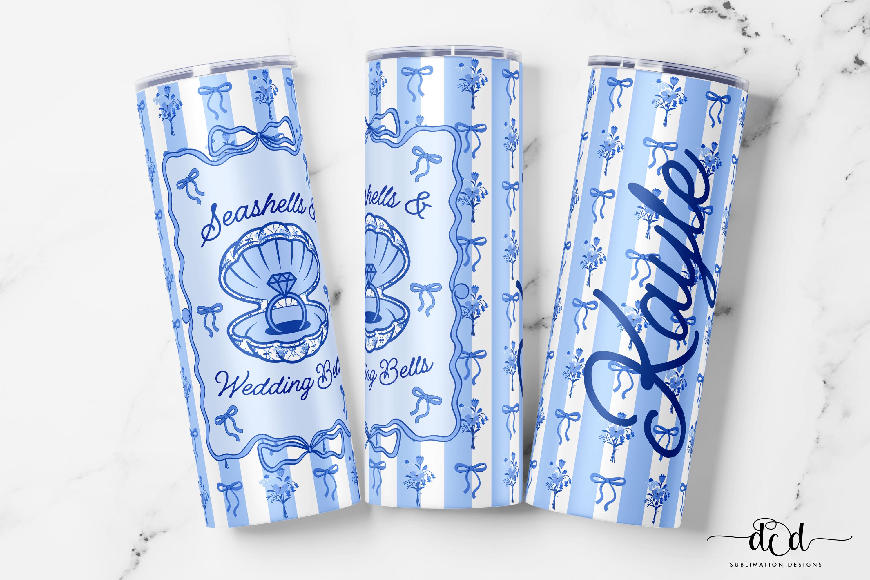 Seashells and Wedding Bells PNG for Sublimation, 20 Oz Straight Skinny ...