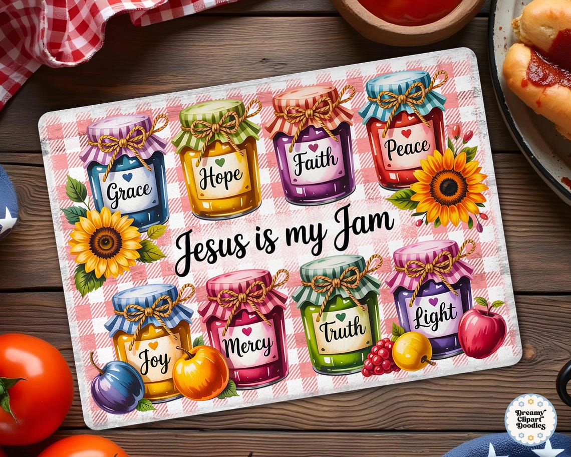 Christian Cutting Board PNG for Sublimation, Vintage Jam Jars ...