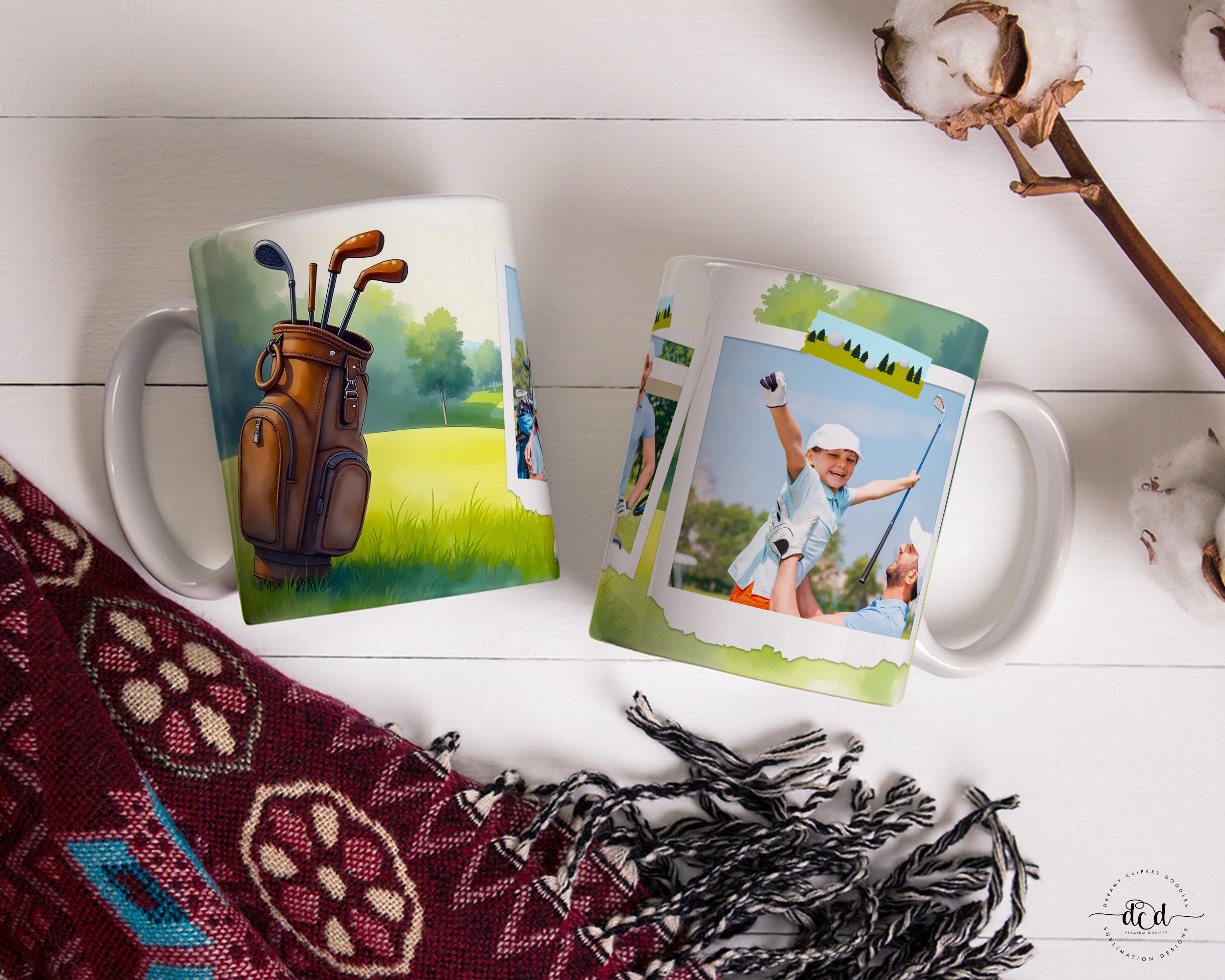 Golf Photo Mug Wrap, 11 Oz / 15 Oz Sublimation PNG / Add Your Own ...