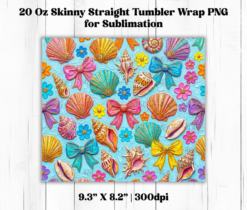 Coquette Seashells PNG 20 Oz Straight Skinny Tumbler Wrap Sublimation ...