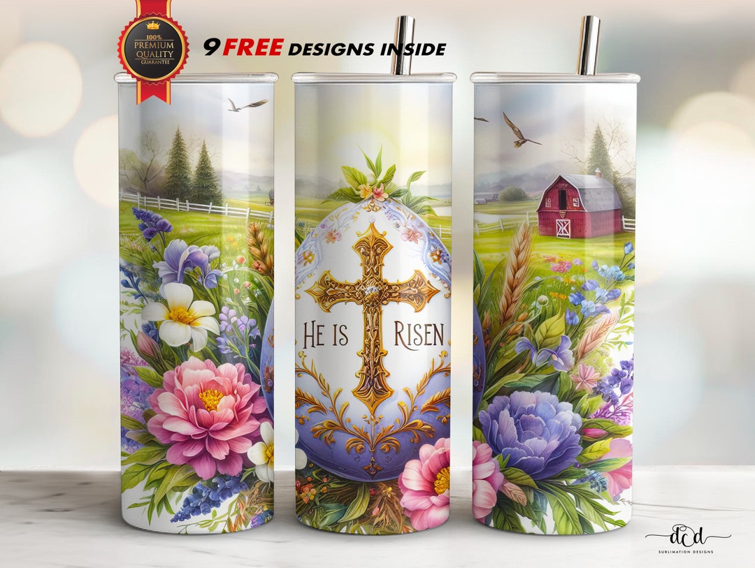 He is Risen Easter Egg Cross Straight Skinny 20 Oz Tumbler Wrap ...