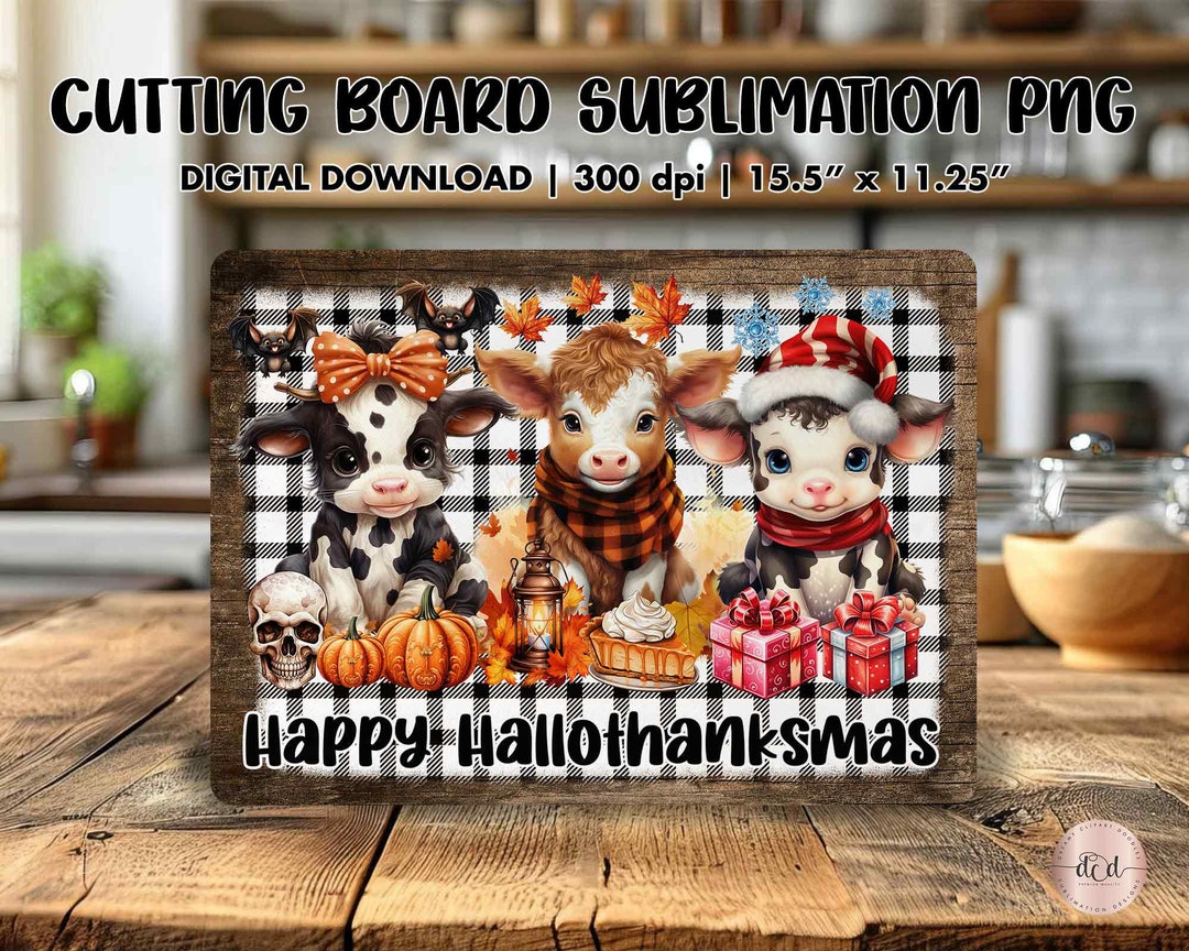Hallothanksmas Cutting Board PNG for Sublimation / Halloween ...