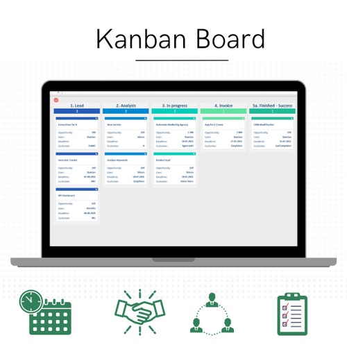 Kanban Board Excel Template Agile Project Management Task Etsy