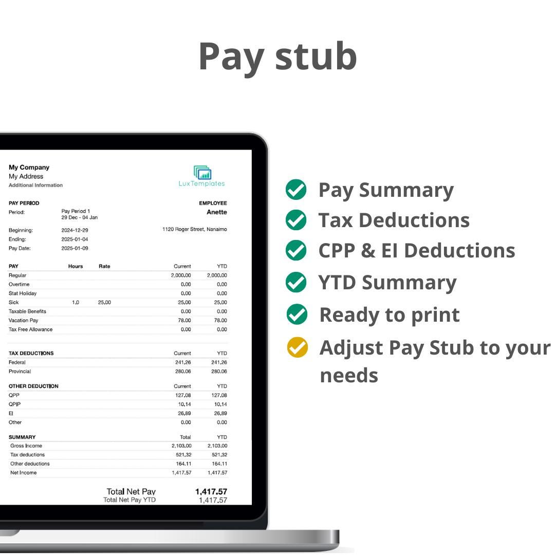 2026 + 2025 Canada Payroll Spreadsheet: CRA/RQ Compliant (excel ...