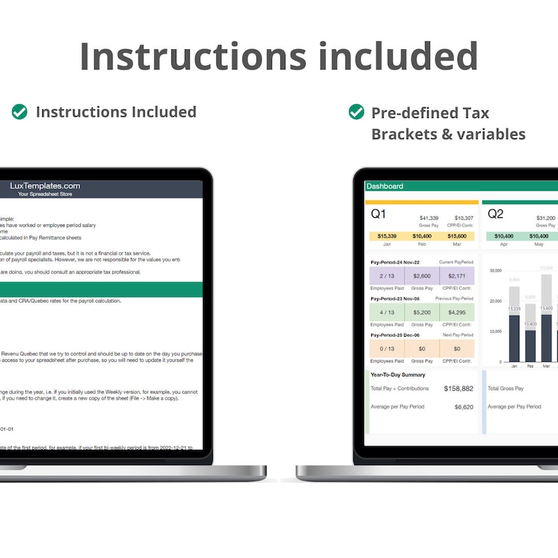 2026 + 2025 Canada Payroll Spreadsheet: CRA/RQ Compliant (excel & Google Sheets), Automated Tax ...